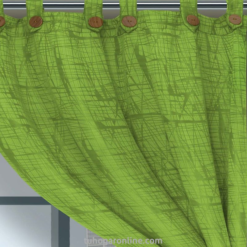 CORTINA EN YACAR-BOTÓN VERDE